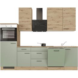 K&uuml;che Flex-Well, B:280cm H:234cm T:60cm, gr&uuml;n, Komplettk&uuml;chen-Sets, "Cara", mit und ohne E-Ger&auml;ten erh&auml;ltlich, Gesamtbreite 280 cm