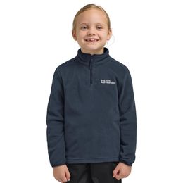 Jack Wolfskin Kinder Stehkragenpullover "TAUNUS HALFZIP K", blau, Gr. 104, Fleece, Obermaterial: 100% Polyester, Pullover, mit hohem Stehkragen, aus