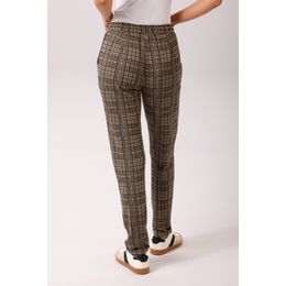 Aniston CASUAL Damen Schlupfhosebeige, braun, schwarz, Gr. 36, kariert, Jersey, Obermaterial: 62% Polyester, 33% Viskose, 5% Elasthan, Hosen, im