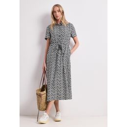 Street One Damen Midikleidtiefblau, Gr. 44, gemustert, Stoff, 88% Viskose, 12% Polyamid, Kleider, aus Viskose