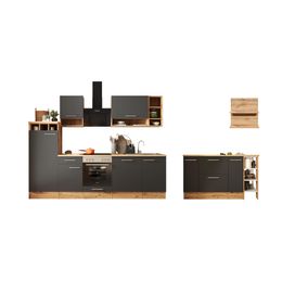 K&uuml;chenzeile respekta, B:280cm H:205cm T:60cm, grau, Komplettk&uuml;chen-Sets, "Hilde", Breite 280 cm, 90 cm Arbeitsh&ouml;he, in exklusiver Konfiguration f&uuml;r