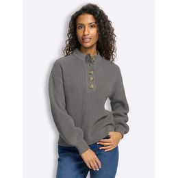 Heine Damen Strickpullover "Pullover", grau, Gr. 38, unifarben, 100% Baumwolle, Pullover