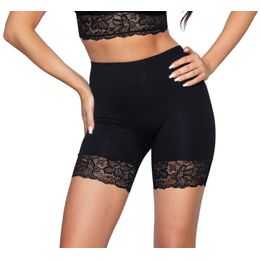 ALKATO Damen Leggings "Slips Damen Longpants mit Spitze und Bein", Gr. XXL, schwarz, Obermaterial: 92% Baumwolle CO. 8% Elasthan EL., Hosen