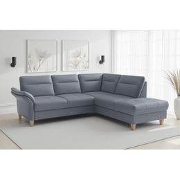Sit & More Ecksofa SIT & MORE, B:218cm H:90cm T:212cm, grau, Wohnzimmer, Sofas, "Pamela L-Form, Leder, B: 218 cm", optional Armteilverstellung, Schlaffunktion &