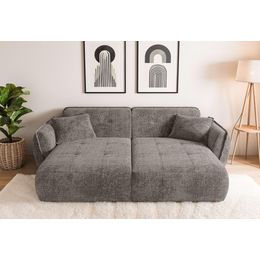 Big-Sofa Home Affaire, B:251cm H:81cm T:155cm, grau, 100% Polyester, Sofas, "MIRELDA Design-Sofa mit Steppungen, extra tief, Breite 251 cm",