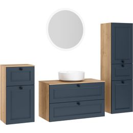 Badm&ouml;bel-Set Nobilia, B:210cm H:187cm T:48,2cm, blau, Kastenm&ouml;bel-Sets, "Cascada", vormontiert, mit Soft-Close, in vier Breiten