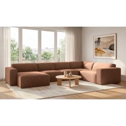 Wohnlandschaft OTTO HOME, B:371cm H:70cm T:220cm, braun, 100% Polyester, Sofas, "Clayton Breite 371 cm, U-Form", in einem trendigen Cord-Bezug,