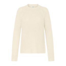 oxmo Damen Strickfleece-Pullover "Strickpullover OXKanna", wei&szlig;, Gr. S, Obermaterial: 60% Baumwolle CO. 40% Polyacryl PAN., Pullover