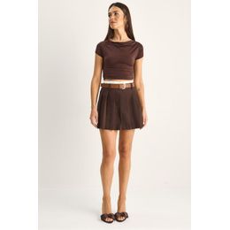 Hohe Taille Mini-Skorts mit G&uuml;rtel