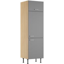K&uuml;hlumbauschrank KOCHSTATION, B:60cm H:211,8cm T:58,1cm, grau, Schr&auml;nke, "KS-Lucy", Breite 60 cm, m. 2 T&uuml;ren, 1 Klappe, Soft-Close, h&ouml;henverstellbare