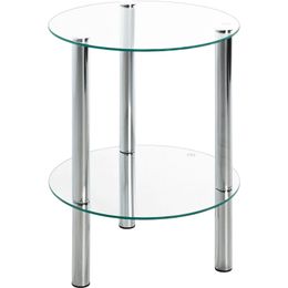 Beistelltisch HAKU, B:35cm H:47cm T:35cm, transparent, Wohnzimmer, Tische, "Sofatisch, Wohnzimmertisch", rund - aus Metall Silber - &Oslash;/H 35/47 cm