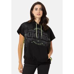 Cipo & Baxx CIPO & BAXX Damen T-Shirt "WT374", schwarz, Gr. M, Obermaterial: 80% Baumwolle CO. 15% Polyester PES. 5% Elasthan EL., Shirts, gerade geschnitten