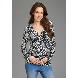 Neun Monate Damen Umstandsshirt "Viskose-Stillshirt mit praktischem Ausschnitt", schwarz-wei&szlig;, Basic, Gr. 36, bedruckt, Jersey, Obermaterial: 100%