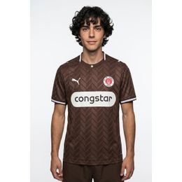 Puma Herren Fu&szlig;balltrikot "FCSP HOME JERSEY REPLICA", schwarz, Gr. L, gestreift, Web, Obermaterial: 100% Polyester, Trikots, mit Rundhalsausschnitt,