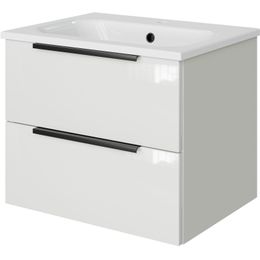 Badm&ouml;bel-Set SAPHIR, B:61cm H:50cm T:46cm, wei&szlig;, Holzwerkstoff, Kastenm&ouml;bel-Sets, "Mineralmarmor-Waschtisch mit Waschtischunterschrank"