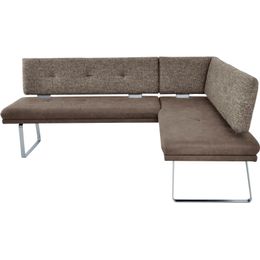K+w Komfort & Wohnen Eckbank, B:207cm H:91cm T:65cm, braun, K+W KOMFORT & WOHNEN, Esszimmer, Sitzb&auml;nke, "Giacomo II Esszimmerbank", Flachstahlkufe in edelstahlfarbig