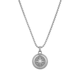 Tom Tailor Herren Kette mit Anh&auml;nger "Schmuck Geschenk Edelstahl Windrose", Edelstahl, L: 55 B: 2,4mm, silber, Edelstahl, B:2,4mm, Halsketten