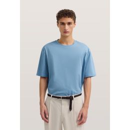 Bugatti Herren T-Shirt, blau, Gr. S, unifarben, 100% Baumwolle, Shirts, elegant mit Rundhals
