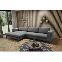 Ecksofa DOMO collection, B:329cm H:81cm T:173cm, grau, 100% Polyester, Wohnzimmer, Sofas, "Modica, zeitlos & elegant, Breite 329cm, hoher Fu&szlig;,