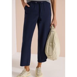 Cecil Damen Culotte, blau, Gr. XS, unifarben, Web, 75% Baumwolle, 25% Modal, Hosen, aus Seersucker-Material