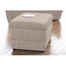 Polsterhocker DOMO collection, B:62cm H:45cm T:62cm, beige, Struktur grob (85% Polyester, 15% Polyacryl);Struktur (100% Polyester);Microfaser