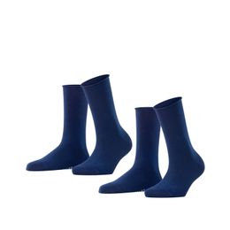 Falke Damen Socken "Happy 2-Pack", Gr. 35, blau, Obermaterial: 80% Baumwolle CO. 18% Polyamid PA. 2% Elasthan EL., glatt, Socken