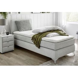 Jockenh&ouml;fer Boxspringbett, B:98cm L:209cm, grau, JOCKENH&Ouml;FER GRUPPE, Bezug Bett: Microfaser (100% Polyester);Topper und Matratzenspiegel: 100% Polyester,