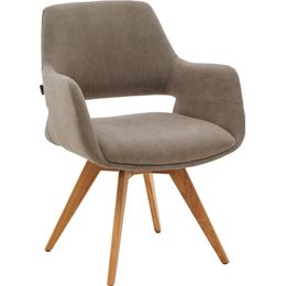 Esszimmerstuhl Musterring, B:62cm H:83cm T:62cm, beige, Massivholz, Stoff, St&uuml;hle, Gestell Eiche massiv, 180 drehbar, R&uuml;ckholmechanik, SH 48 cm