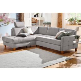 Ecksofa Home Affaire, B:233cm H:80cm T:196cm, grau, Luxus-Microfaser in Lederoptik (100% Polyester);Struktur fein (100% Polyester);Luxus-Microfaser