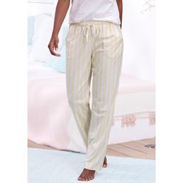 Damen Pyjamahose, VIVANCE DREAMS BY LASCANA, Gr. 32, wei&szlig;, Single Jersey, Obermaterial: 100% Baumwolle, gestreift, Hosen, mit zartem Streifenmuster