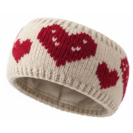 styleBREAKER Damen Stirnband "Strick Stirnband mit Herz Muster", braun, Modisch, M&uuml;tzen