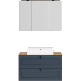 Badm&ouml;bel-Set Nobilia, B:100cm H:181cm T:49cm, blau, Kastenm&ouml;bel-Sets, "Cascada", vormontiert, mit Soft-Close