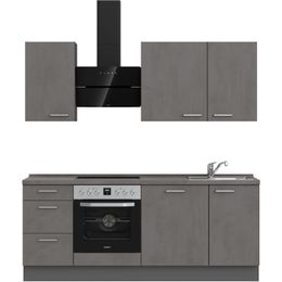 K&uuml;chenzeile Nobilia, B:210,3cm H:216,6cm T:60cm, grau, Komplettk&uuml;chen-Sets, ""Riva II", NEU: individuell anpassbar mit gratis Profi-Beratung",