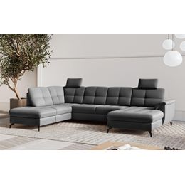 Sit & More Wohnlandschaft SIT & MORE, B:319cm H:92cm T:212cm, grau, 95% Polyester 5% Polyamid, Sofas, "Zora", wahlweise mit Schlaffunktion und Bettkasten