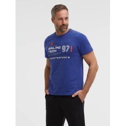Gaastra Herren Rundhalsshirt, blau, Gr. XXL, bedruckt, Single Jersey, Material: 100% Baumwolle, Shirts, mit Kontrastn&auml;hten