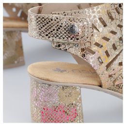 Rieker Damen Sandalette, Gr. 42, bunt, Lederimitat, metallic, Schuhe, Sommerschuh, Sandale, Blockabsatz, mit modischer Schaftgestaltung