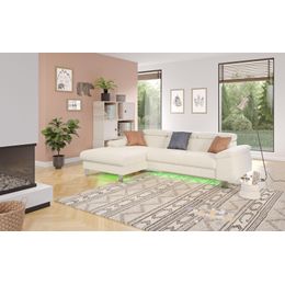 Ecksofa COTTA, B:244cm H:72cm T:166cmivory, 88% POLYESTER (PES) 12% POLYAMID (PA), Wohnzimmer, Sofas, "Komaris L-Form, B: 244 cm", mit