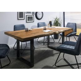 Baumtisch Mango 220x100x77 natur lackiert / U-Beine anthrazit gl&auml;nzend FREEFORM 5