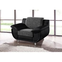 Sessel Trendmanufaktur, B:121cm H:85cm T:94cm, schwarz-wei&szlig;, Luxus-Microfaser ALCAZAR (100% Polyester) / Feinstruktur (100% Polyester);Kunstleder