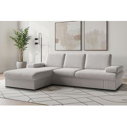 Sit & More Ecksofa SIT & MORE, B:247cm H:82cm T:171cm, grau, 100% Polyester, Wohnzimmer, Sofas, "Moreno L-Form, B: 247 cm", mit Armteilverstellung, optional