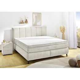 Jockenh&ouml;fer Boxspringbett, B:182cm L:214cm, beige, JOCKENH&Ouml;FER GRUPPE, Bezug Bett: Chenille (100% Polyester);Topper und Matratzenspiegel: 100% Polyester,