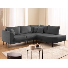 Ecksofa Home Affaire, B:231cm H:83cm T:198cm, grau, 100% Polyester, Wohnzimmer, Sofas, "NELLIA L-Form mit Ottomane rechts oder links bestellbar,