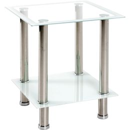 Beistelltisch HAKU, B:40cm H:46cm T:40cm, wei&szlig;, Wohnzimmer, Tische, "Sofatisch, Wohnzimmertisch", quadratisch - aus Edelstahl Silber B/T/H 40/40/46 cm