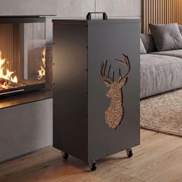 Pelletbeh&auml;lter MCW-Q30 Hirsch, Pelletbox Aufbewahrungsbox f&uuml;r z.B. Tierfutter, Rollen F&uuml;&szlig;e 86x37x37cm ~ anthrazit