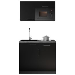 Pantryk&uuml;che respekta, B:100cm H:200cm T:60cm, schwarz, Komplettk&uuml;chen-Sets, "Oliver", zerlegt, wahlweise mit Mikrowelle, mit Soft Close, Breite 100 cm