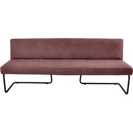 K+w Komfort & Wohnen Polsterbank, B:202cm H:82cm T:67cm, lila, K+W KOMFORT & WOHNEN, Esszimmer, Sitzb&auml;nke, in abgerundeter Form, Rundrohrkufe lang gebogen, Echtleder