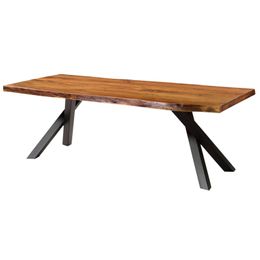 Baumtisch Akazie 200x100x76 natur lackiert / A-Gestell anthrazit matt FREEFORM 5