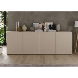 Sideboard Home Affaire, B:241cm H:84cm T:42cm, beige, Wohnzimmer, Sideboards, "Rio Breite 240 cm, Kommode mit 4 T&uuml;ren, Anrichte", geriffelte