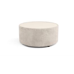 Masseno Couchtisch, Ecru, Textil, Rund, 89x42x89 cm, Wohnzimmer, Wohnzimmertische, Couchtische