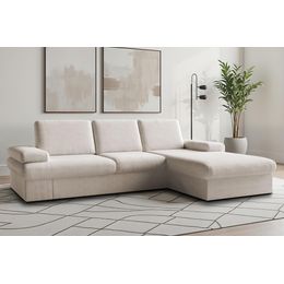 Sit & More Ecksofa SIT & MORE, B:247cm H:82cm T:171cm, beige, 100% Polyester, Wohnzimmer, Sofas, "Moreno L-Form, B: 247 cm", mit Armteilverstellung, optional